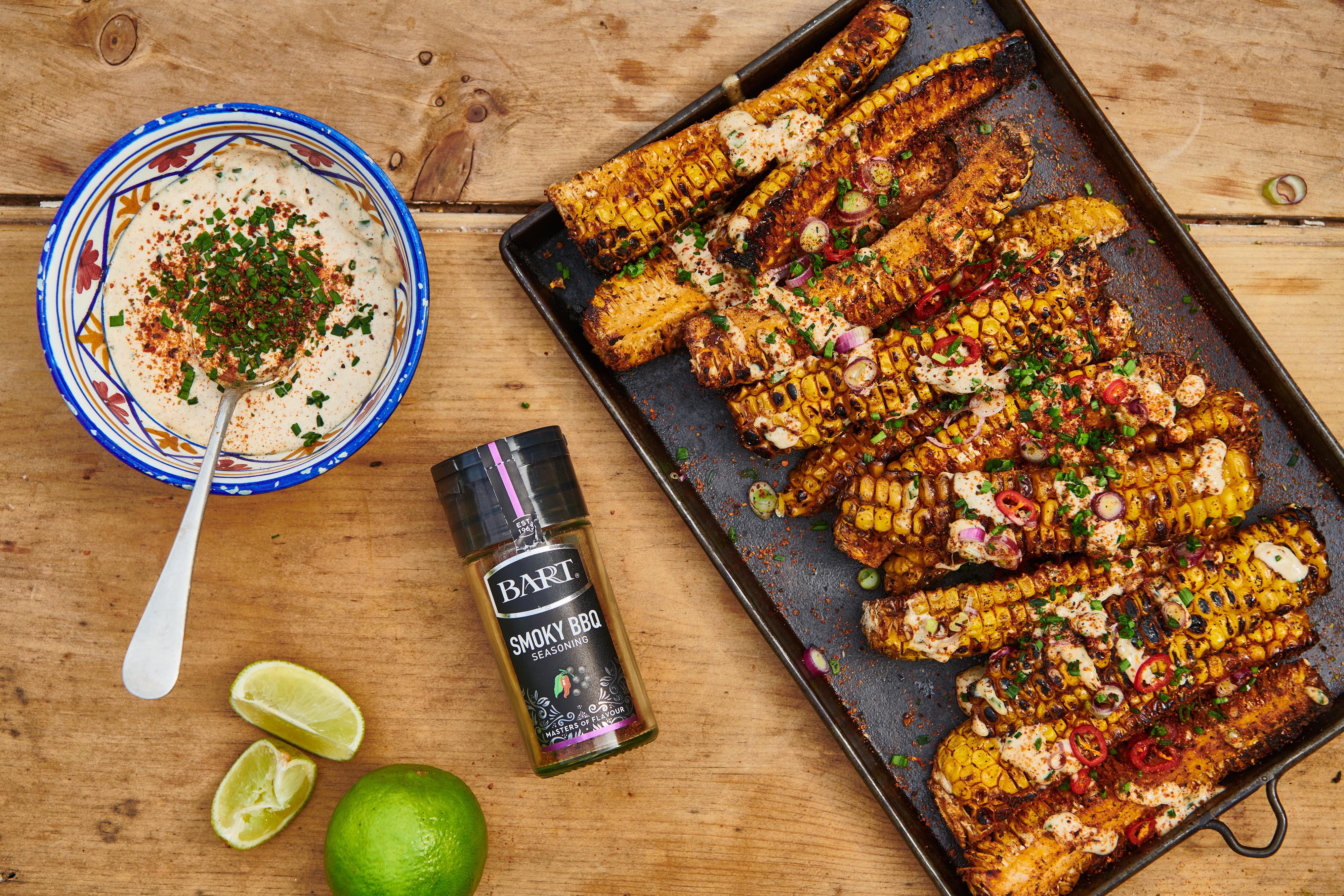 Smoky BBQ Corn with a Jerk & Chive Sour Cream Dip – Bart Ingredients