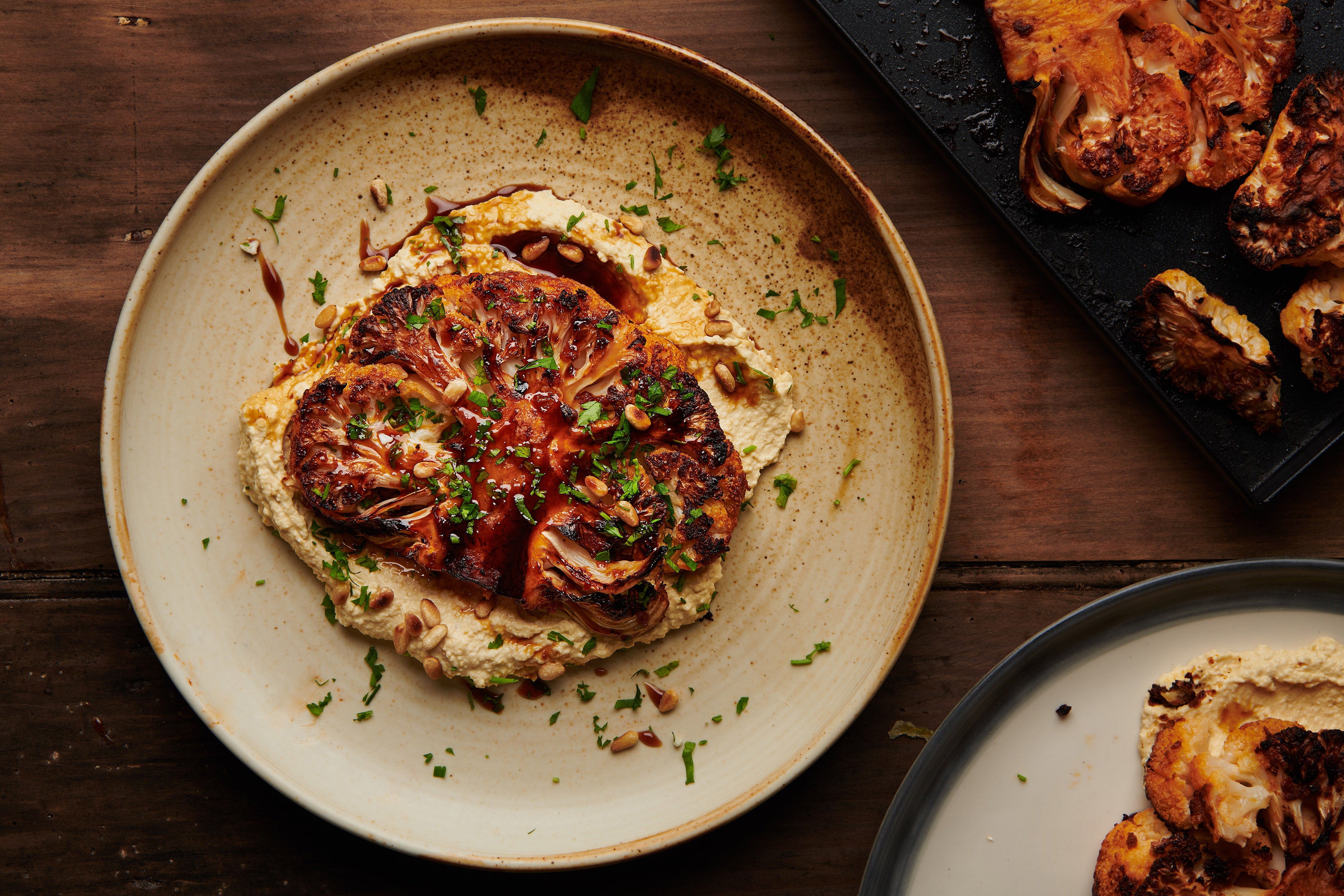 Harissa Roast Cauliflower Steaks with Smoked Garlic Hummus – Bart ...