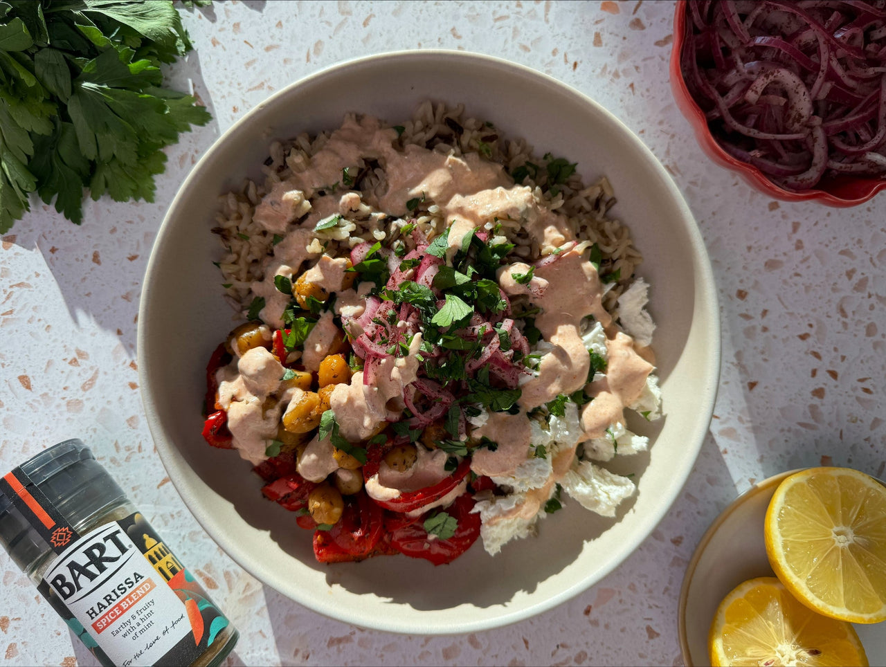 Harissa Chickpea Grain Bowls – Bart Ingredients