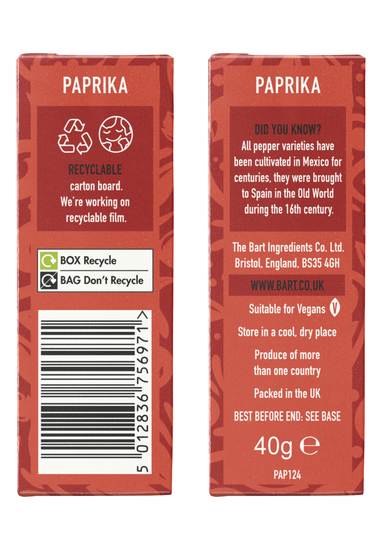 Paprika Carton – Bart Ingredients